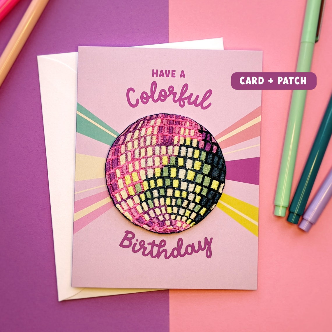 Disco Ball Birthday Card With Patch Disco Ball Patch Iron - Etsy