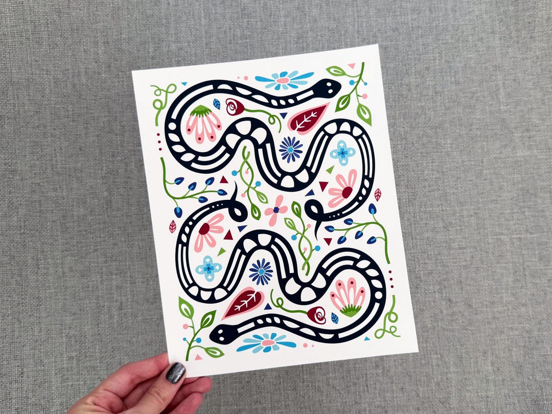 Bold Snake Art Print – Hand-drawn Modern Zodiac Illustration With ...