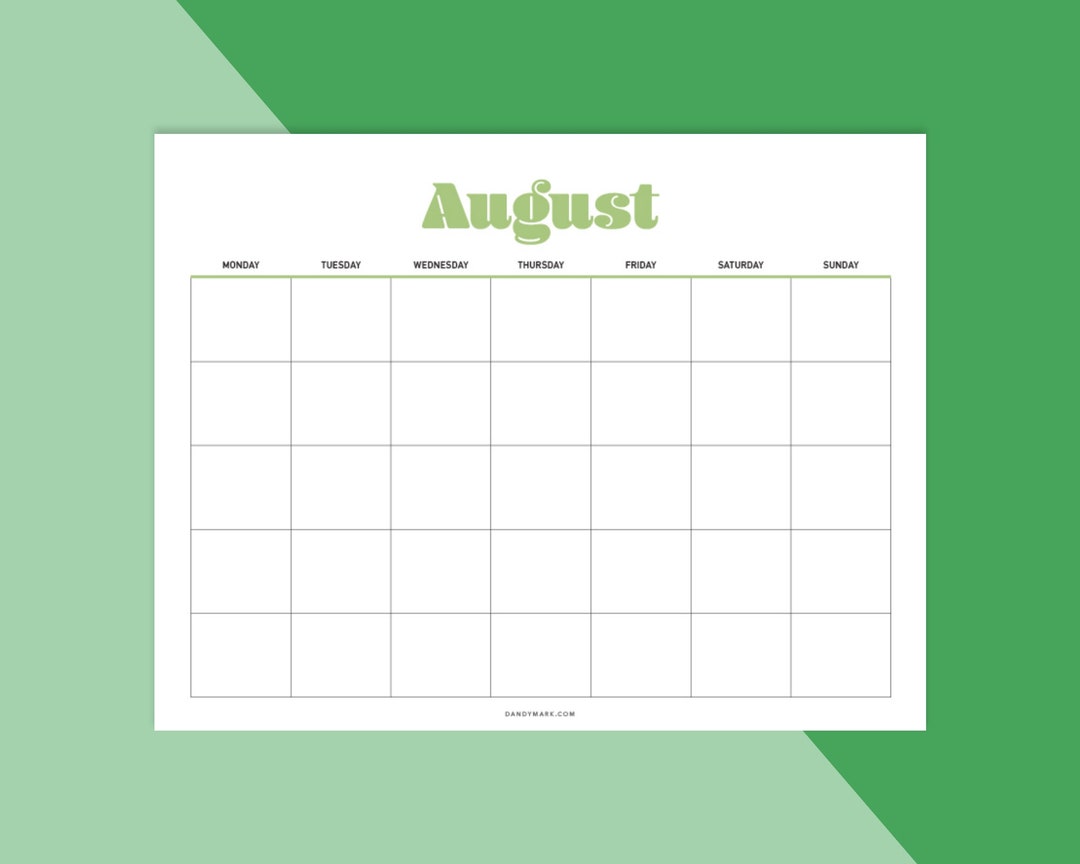Funky Type Blank Monthly Calendar, Customizable Calendar, Print at Home ...
