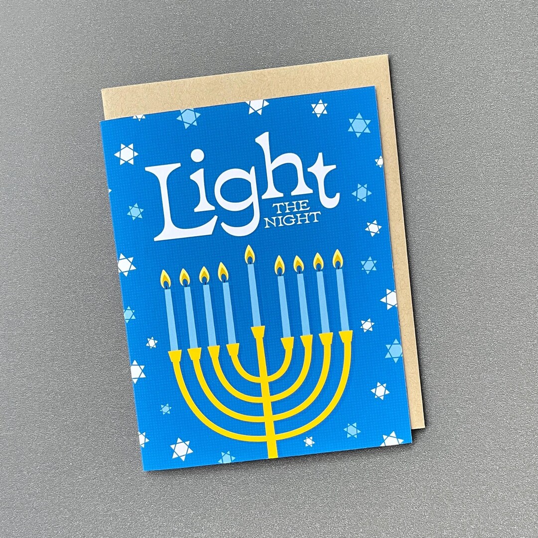 Light the Night Hanukkah Card Holiday Card Jewish Holiday Greeting Card ...