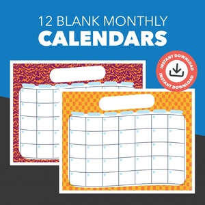 PRINTABLE Blank Calendars, Calendar Bundle, Fun Calendar, Print at Home ...