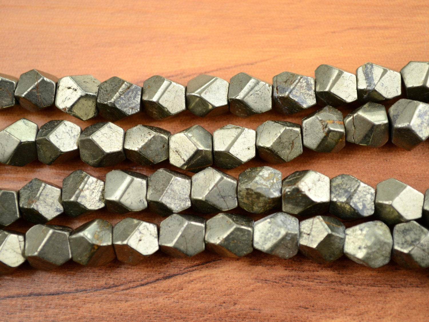 Faceted Pyrite Beads Fools Gold Stone Beads Nugget Jewelry Supply Ore ...