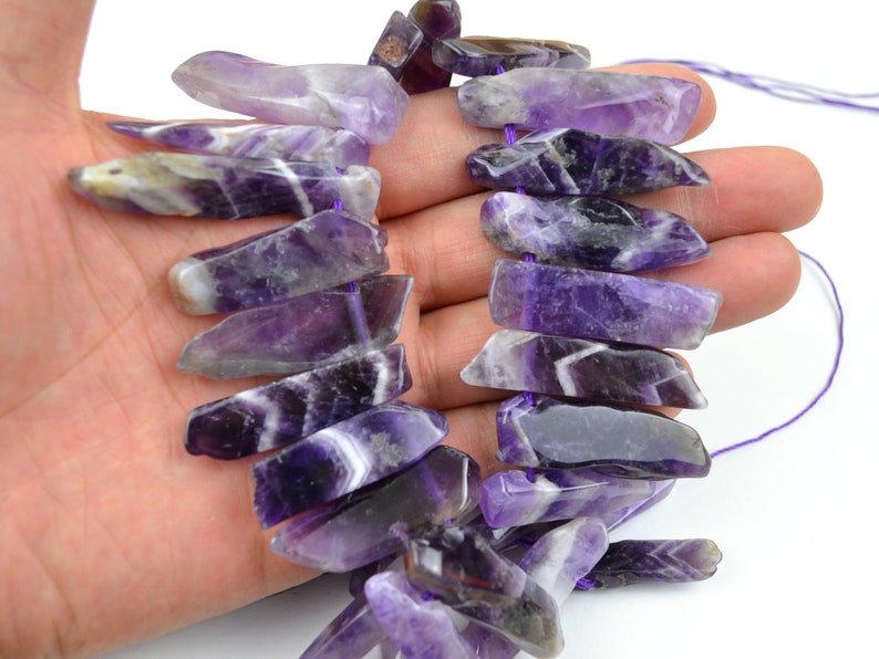 Natural Amethyst Stick Beads,raw Grain Amethyst Crystal Quartz Point ...
