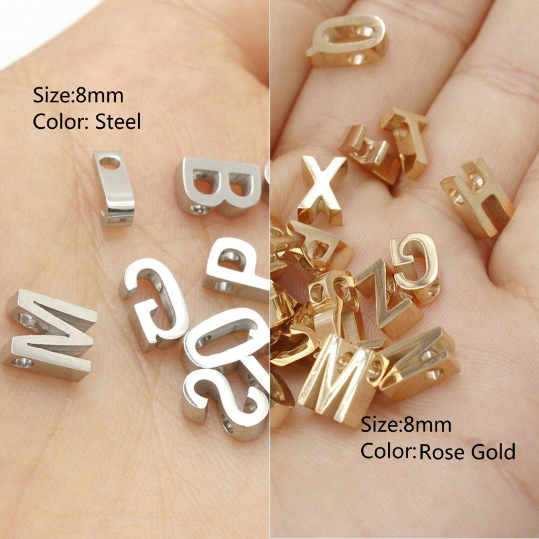5pcs Stainless Steel Alphabet A-Z 26 Letters Beads for Necklace DIY ...