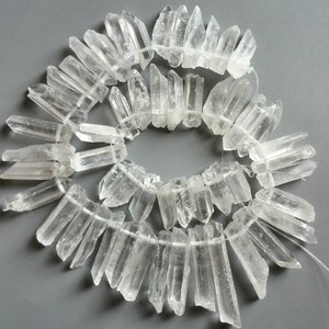 Raw Natural Rock Crystal Quartz Point Beads Strand Rough Clear Rock ...