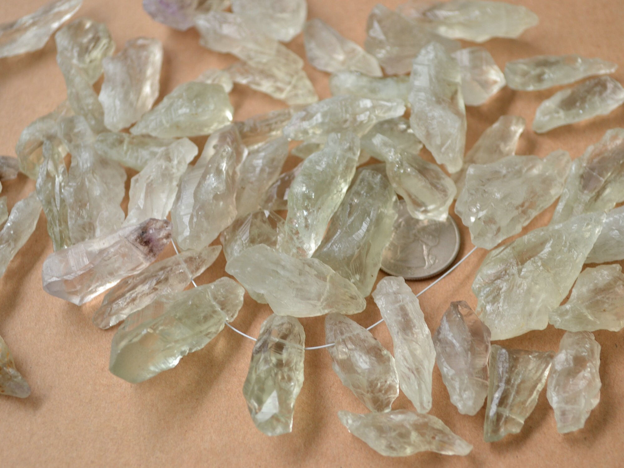 5 Pcs Natural Raw Green Crystal Quartz Rough Nugget Beads | Etsy