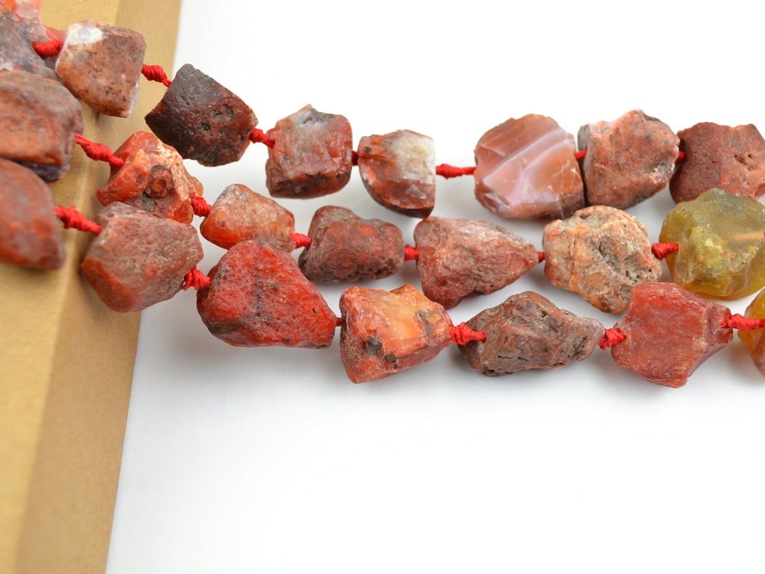 Natural Red Agate Stone Chunky Nugget Beads Center Drilled Raw Rough ...