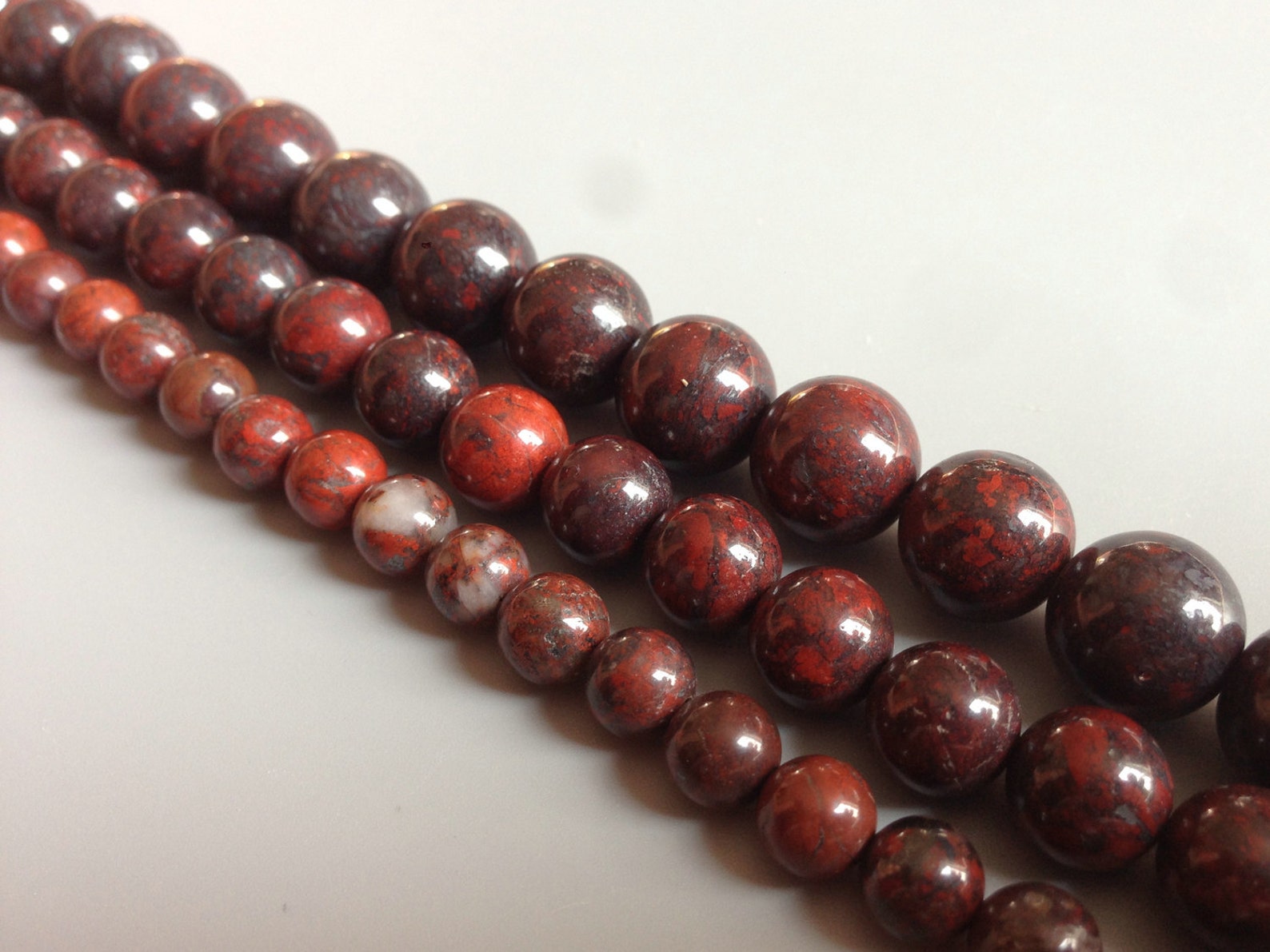 Natural Deep Red Bloodstone Beads Blood Stone Jasper Gemstone Round ...