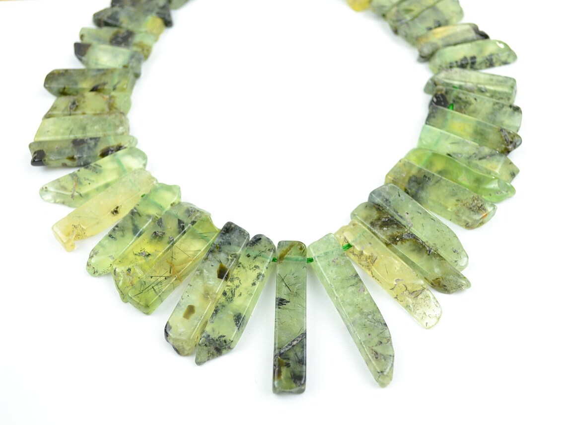 Raw Prehnite Stick Beads Nugget Smooth Graduated Slab Slice Bead,green ...
