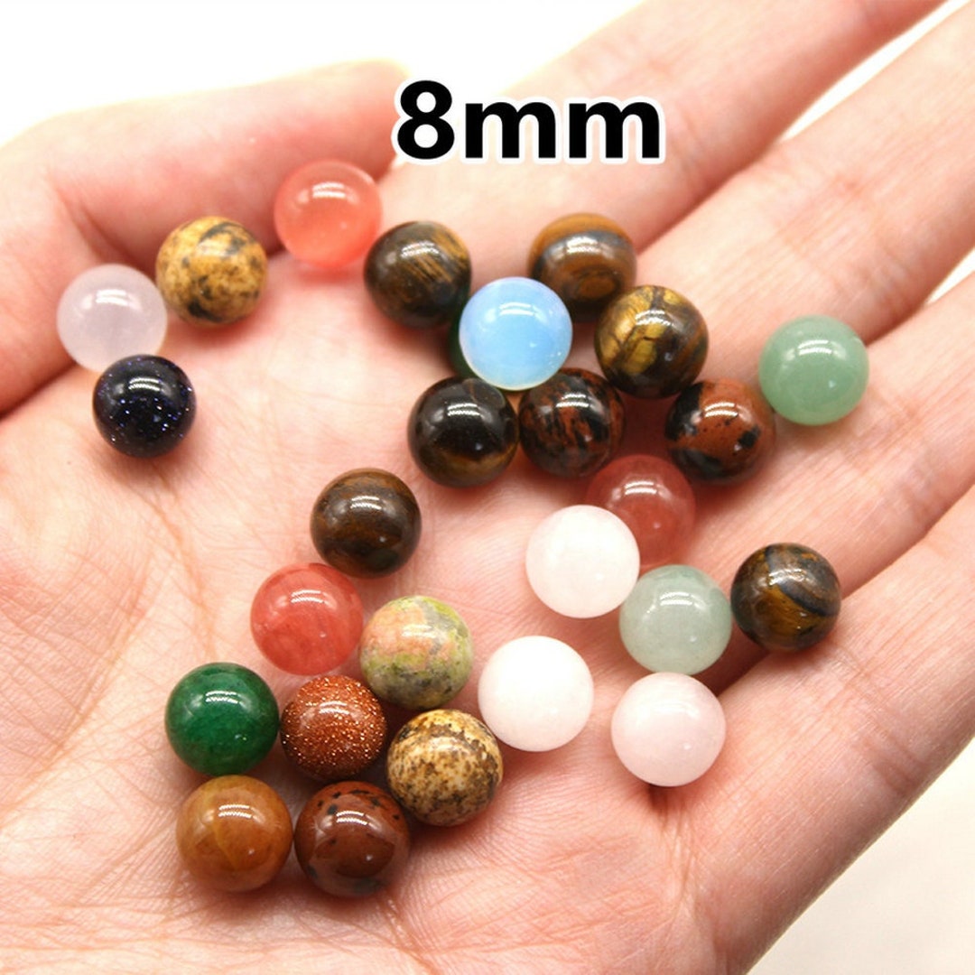 8mm Tiny Natural Stone Sphere,no Hole Gem Beads,small Ball Gemstone ...
