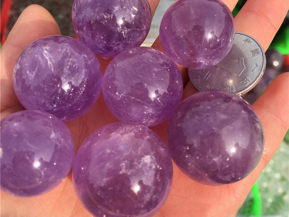 Natural Amethyst Ball Round Sphere Purple Crystal Gemstone - Etsy Canada