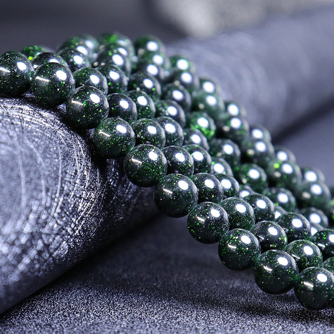 Green Sandstone Beads Gold or Red Sand Stone Beads Goldstone Round ...