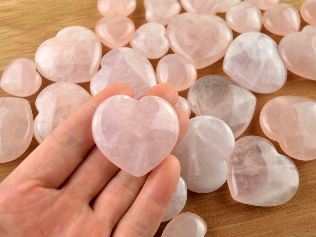 Rose Quartz Heart Natural Pink Crystal Heart Love Stone Healing Crystal ...
