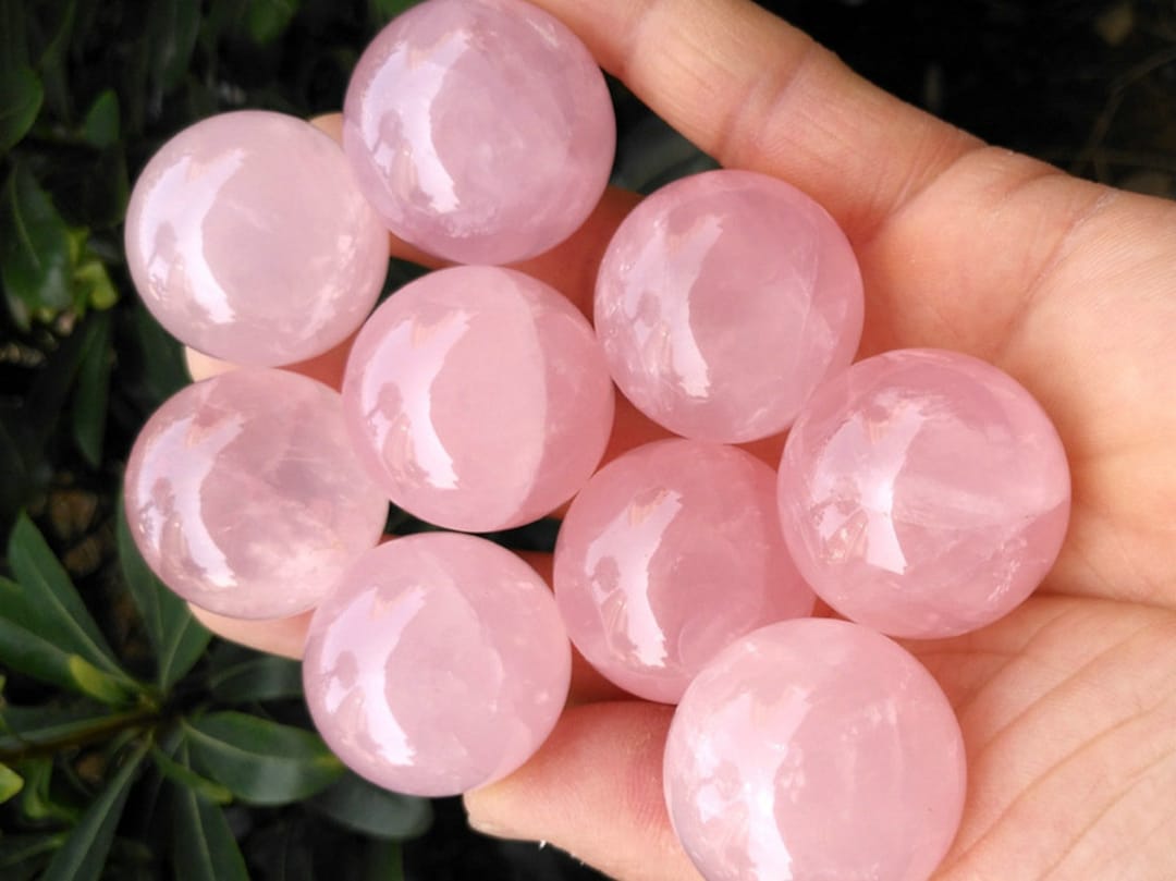 Rose Quartz Ball Natural Pink Crystal Sphere Globe Roundness Gemstone ...