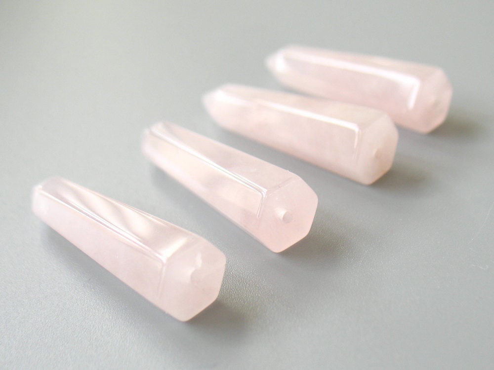 Natural Rose Quartz Pink Crystal Bullet Faceted Point | Etsy