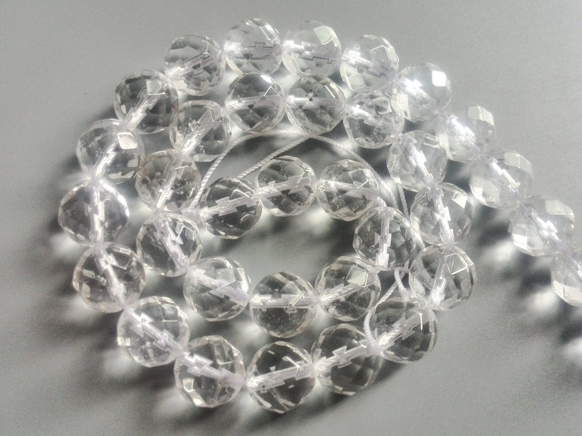 Faceted Rock Crystal Quartz Beads Round Clare Crystal Faceted - Etsy