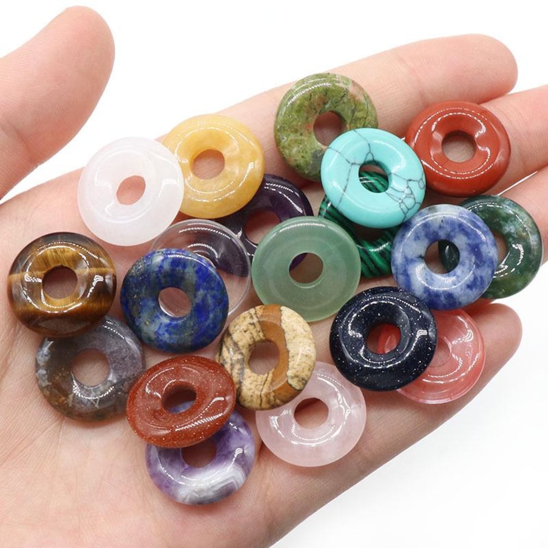 18mm or 20mm Natural Stone Donut Charm Donut Beads ,gemstone Pendant ...