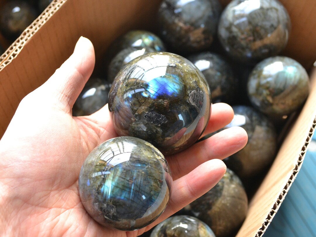 Natural Large Labradorite Ball Rainbow Flash Blue Gold Light ...