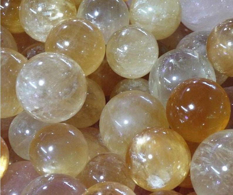 Natural Citrine Ball Round Sphere Yellow Crystal Gemstone Undrilled ...