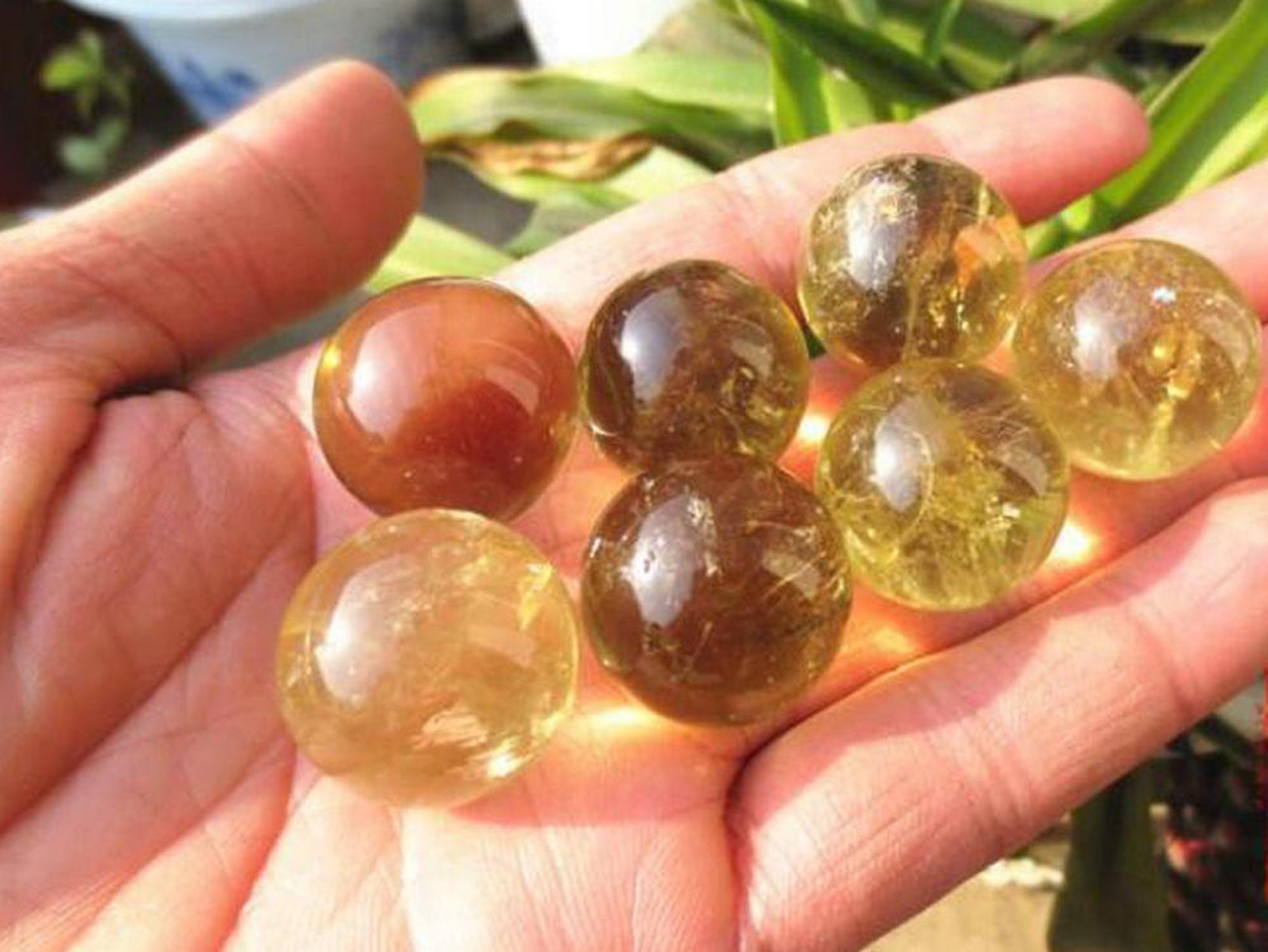 Natural Citrine Ball Round Sphere Yellow Crystal Gemstone Undrilled ...