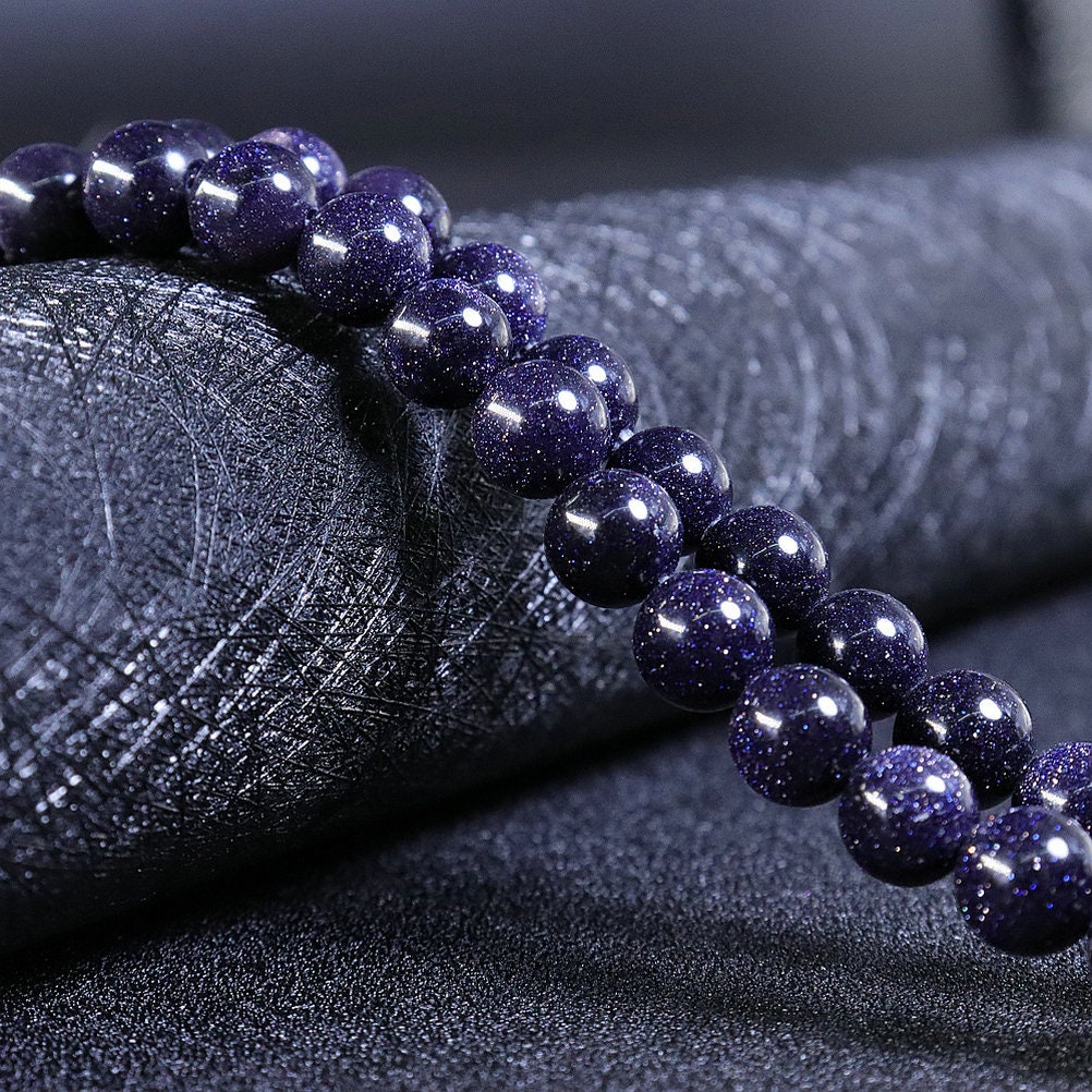 Blue Sandstone Gold Sand Stone Beads Goldstone Round Polished Ball ...