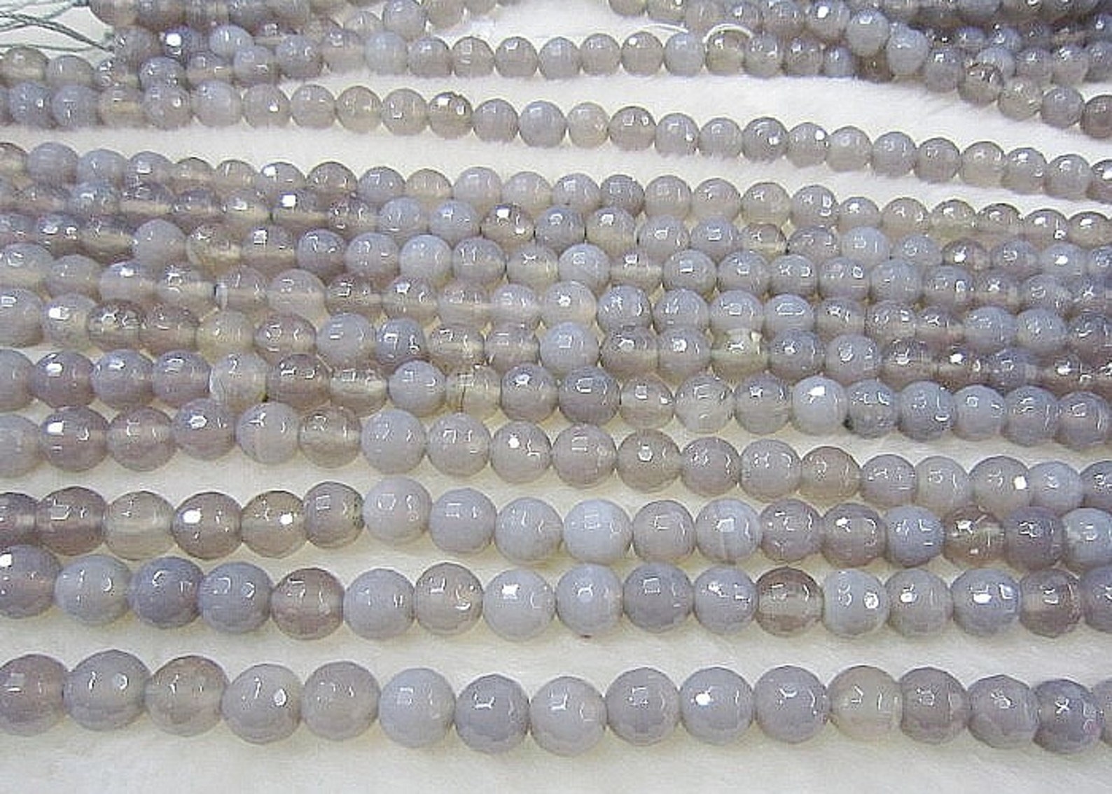 Faceted Gray Agate Beads Grey Agate Loose Bead DIY Suppliers 15" Full ...