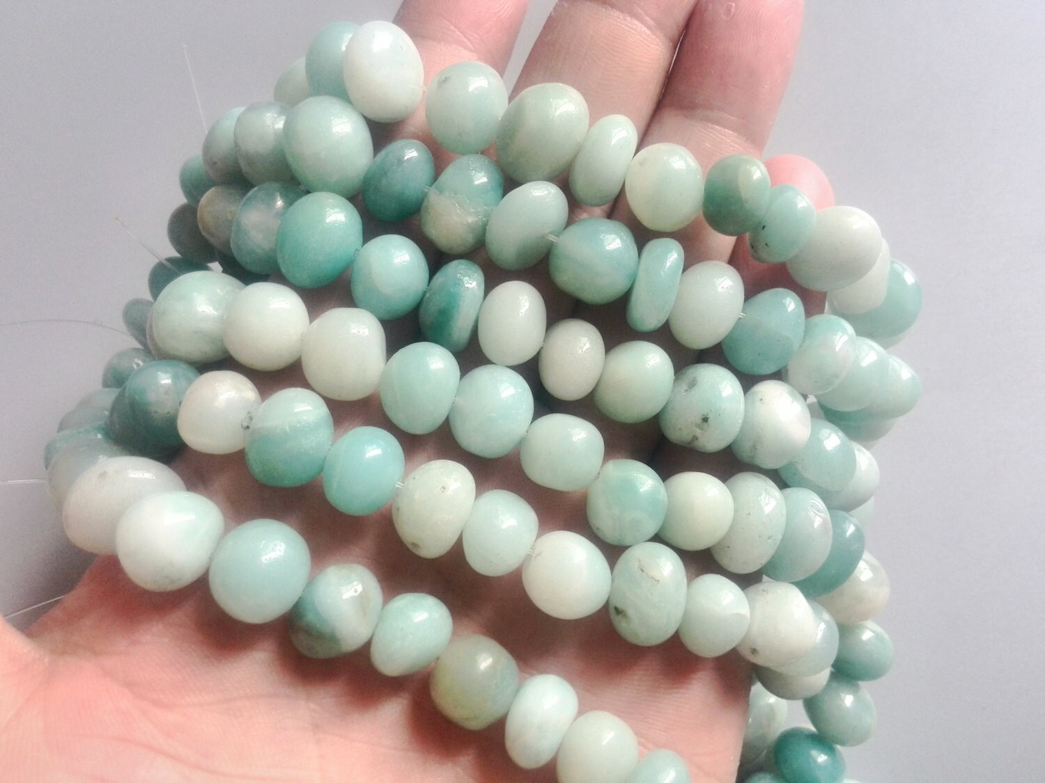Irregular Amazon Stone Beads Blue Natural Amazonium Crystal Quartz Bead ...