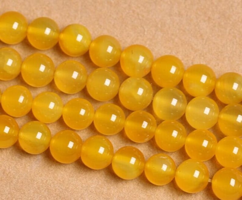 Natural Yellow Agate Beads Round Polished Natural - Etsy