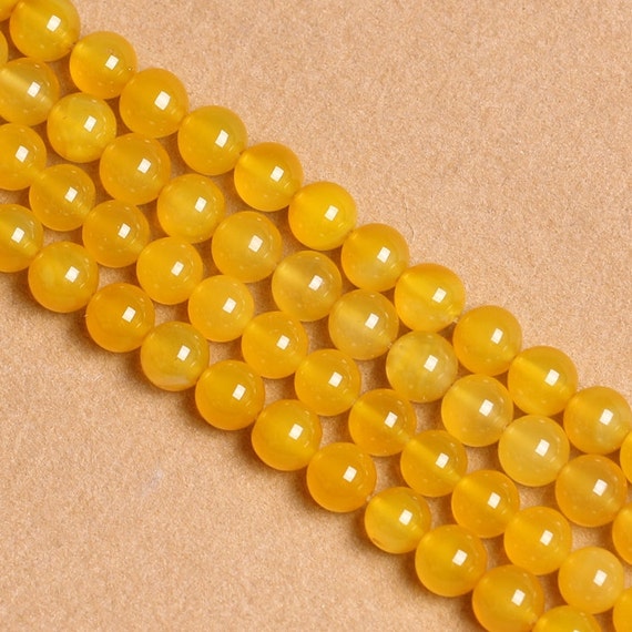 Natural Yellow Agate Beads Round Polished Natural | Etsy