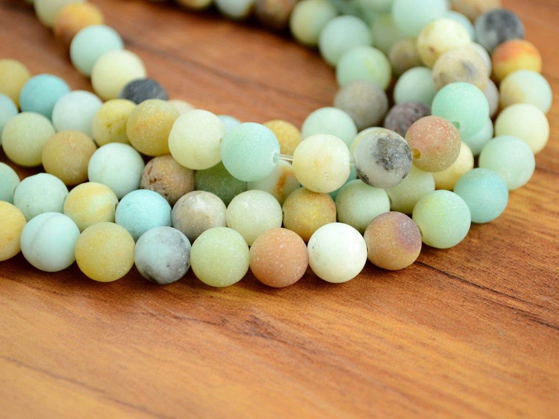 Natural Frosted Matte Blue Amazonite Round Beads 6mm 8mm 10mm - Etsy Sweden