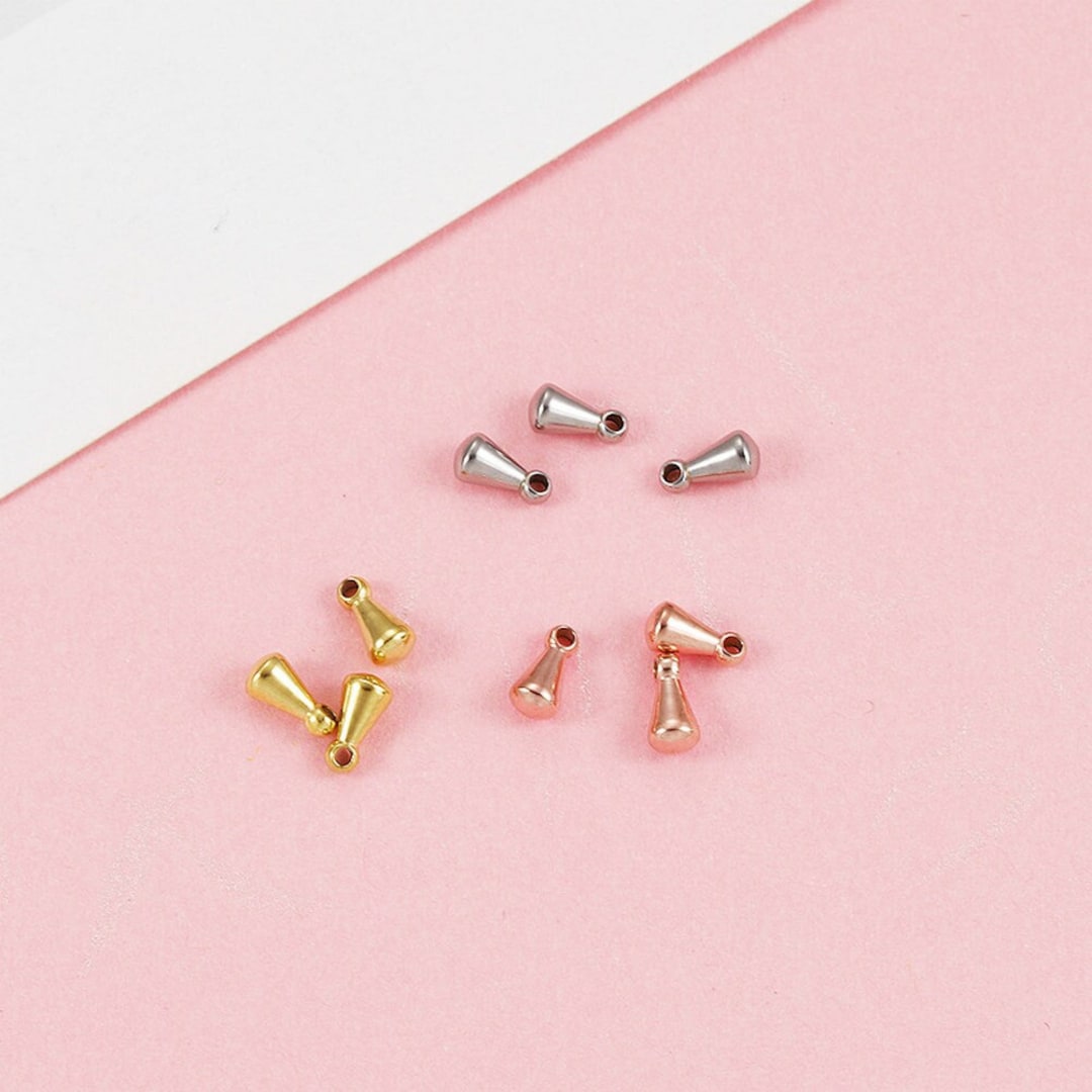 10pcs 3x6mm Extender Chain Drop Charm Ends Stainless Steel Teardrop ...