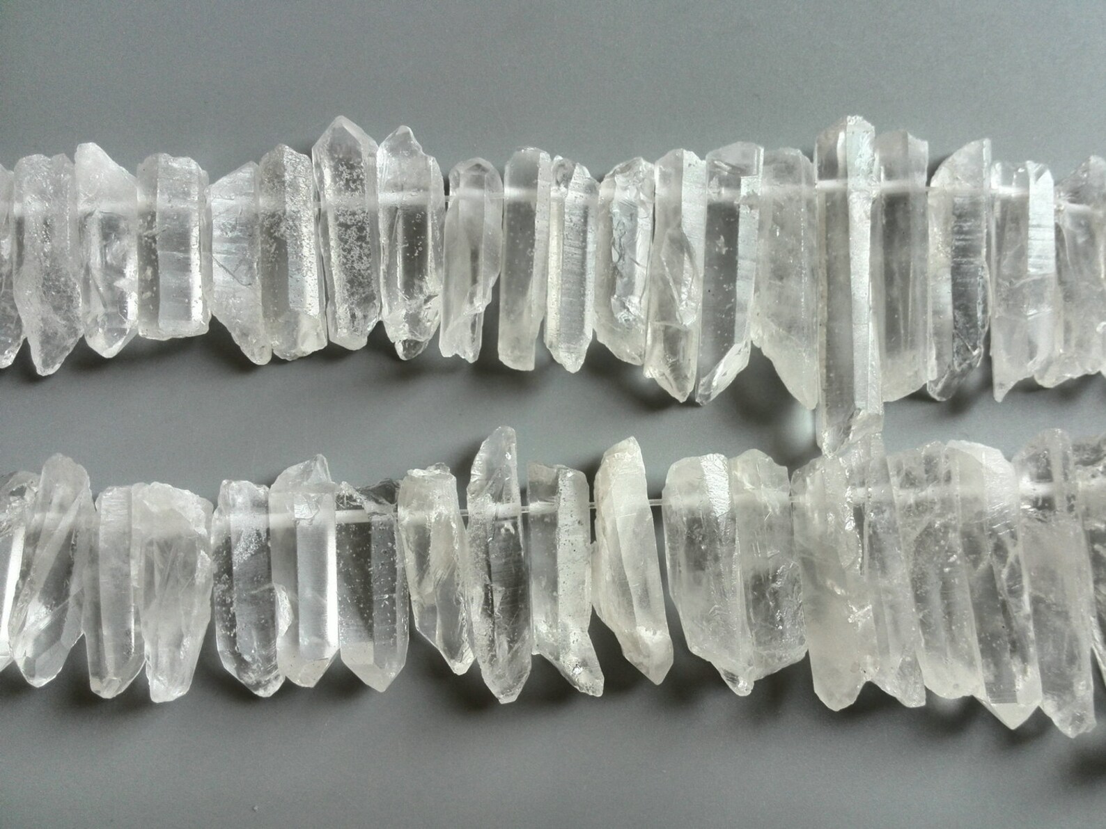 Raw Natural Rock Crystal Quartz Point Beads Strand Rough Clear Rock ...