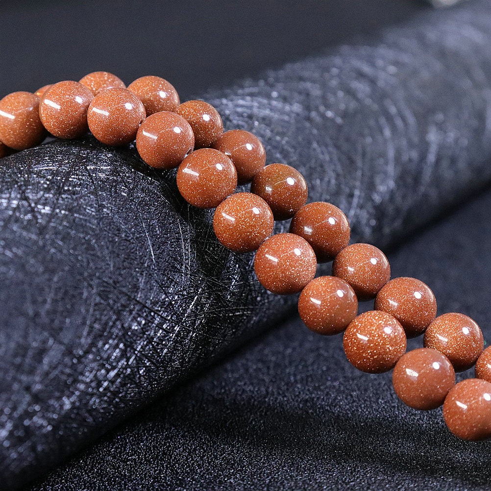 Blue Sandstone Gold Sand Stone Beads Goldstone Round Polished Ball ...
