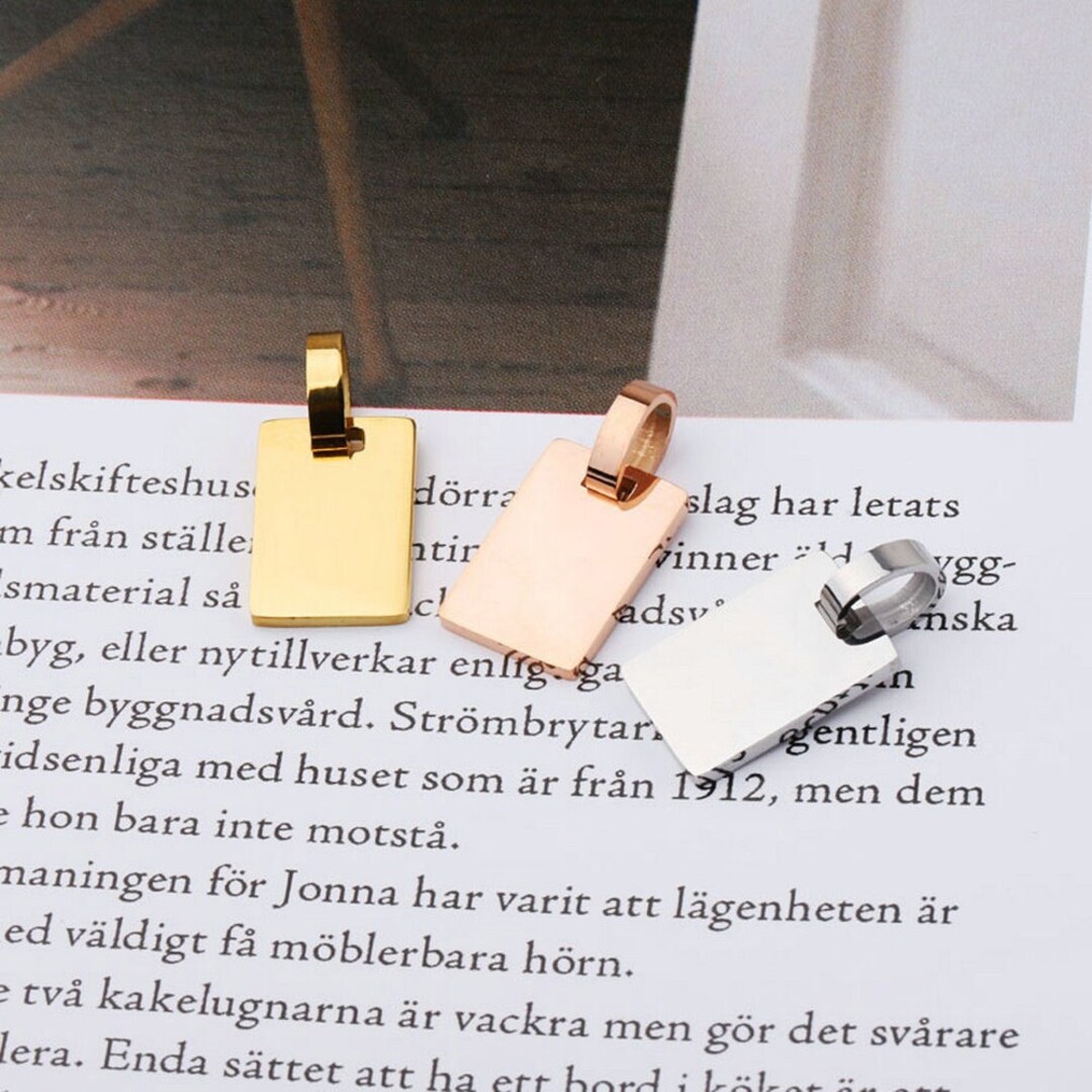 10pcs 10*15mm Rectangle Tag Stainless Steel Square Tag Charms Flat ...
