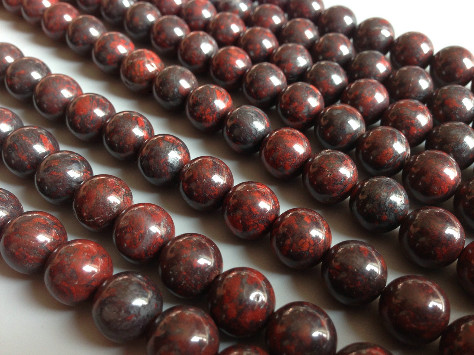Natural Deep Red Bloodstone Beads Blood Stone Jasper Gemstone Round ...
