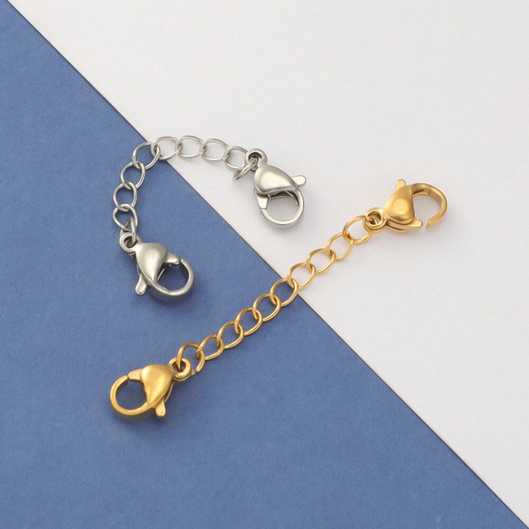 5pcs 40mm Stainless Steel Extender Chain Extension Curb Chains With 2 ...