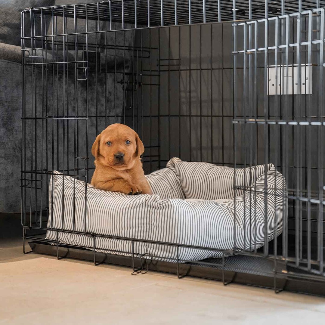 Personalised Cosy & Calm Puppy Box Bed | Luxury Handmade Dog Bed ...
