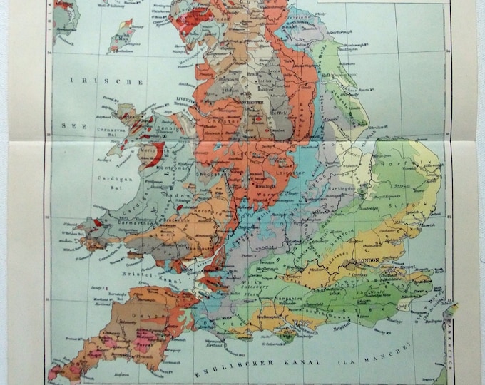 England & Wales - Original 1909 Geological Map by Meyers. Antique - Etsy