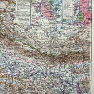 Northern India - Original 1931 German Language Map by Meyers. Vintage ...