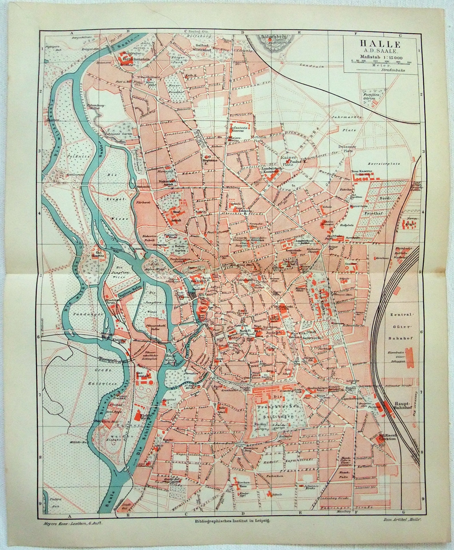 Halle Germany 1906 City Map by Meyers. Saale. Antique - Etsy