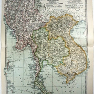 Original 1902 Map of Southeast Asia by the Century Company. French ...