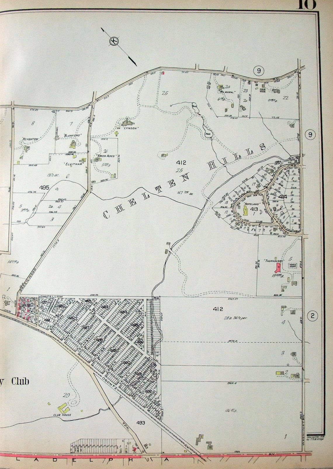 Large Original 1927 Map of Part of Glenside & Wyncote | Etsy