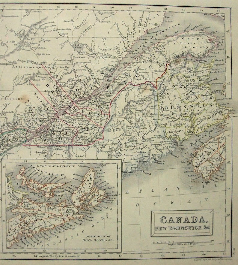 Canada Large Original 1846 Steel Plate Map by Sydney Hall. - Etsy