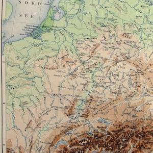 1892 Physical Map of Middle Europe by Meyers. Antique Original - Etsy