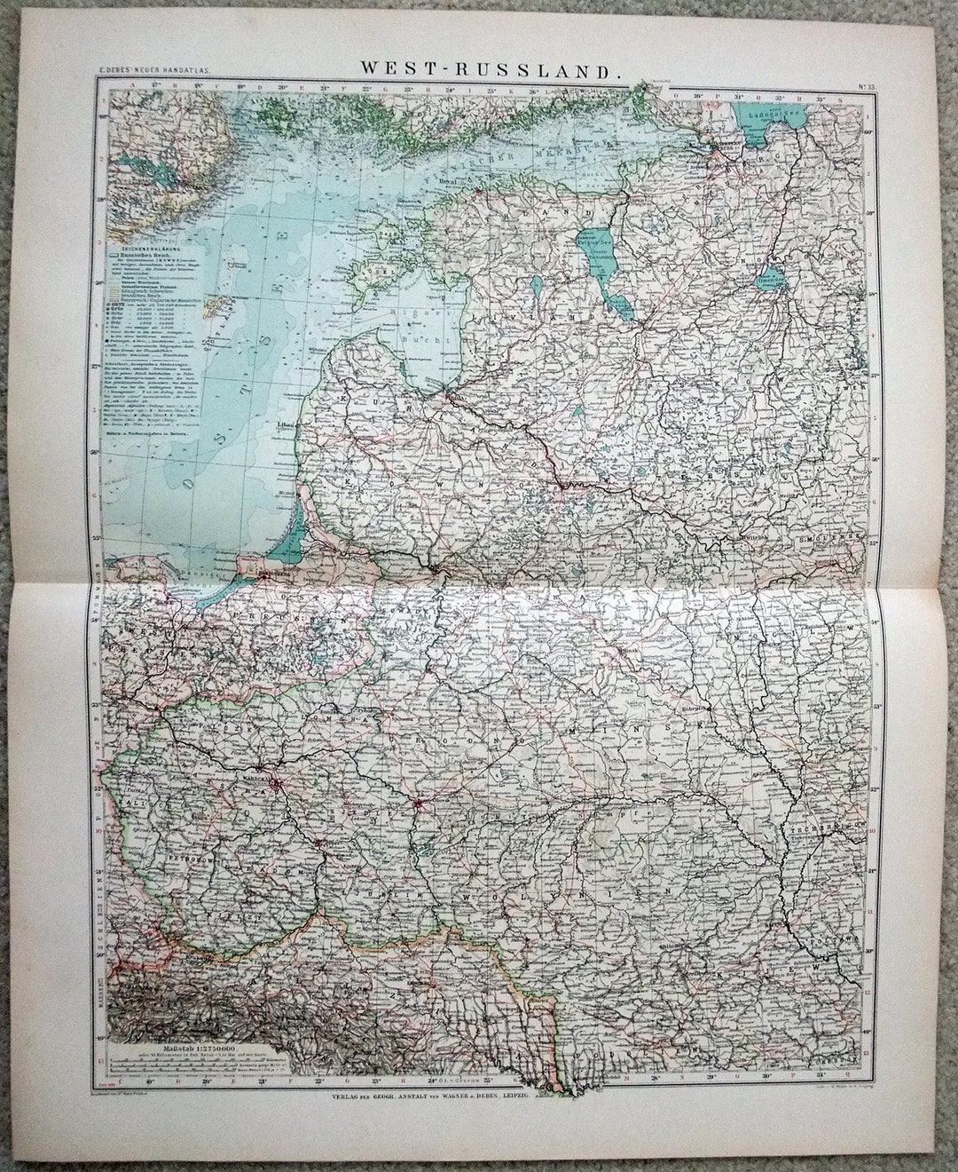 Baltic States + Western Russia - Large 1899 German Language Map by ...
