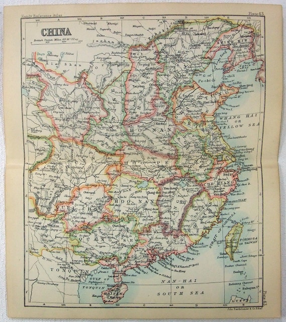 China Original 1893 Map by John Bartholomew. Antique | Etsy