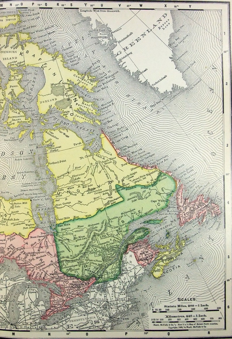 Original 1901 Map of British North America by Rand Mcnally - Etsy