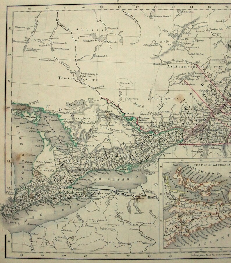 Canada Large Original 1846 Steel Plate Map by Sydney Hall. - Etsy