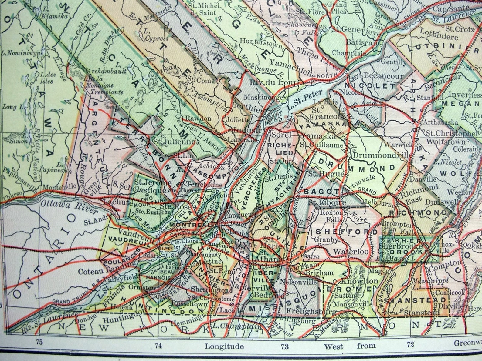 Original 1898 Map of Quebec Canada by Dodd Mead & Company | Etsy