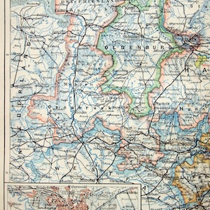 Original 1906 Map of Hanover Province, Germany by Meyers. Hannover ...